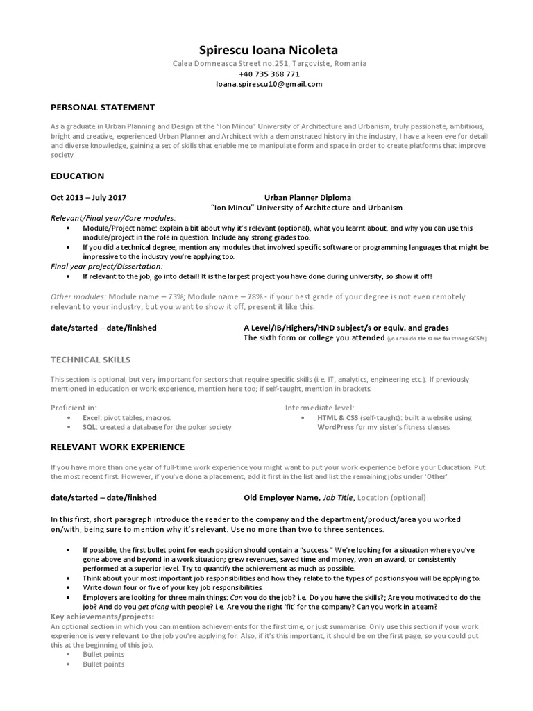 English CV Template