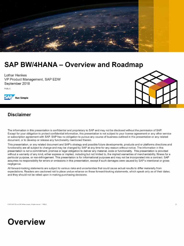 SAP BW - 4HANA - Overview and Roadmap | PDF