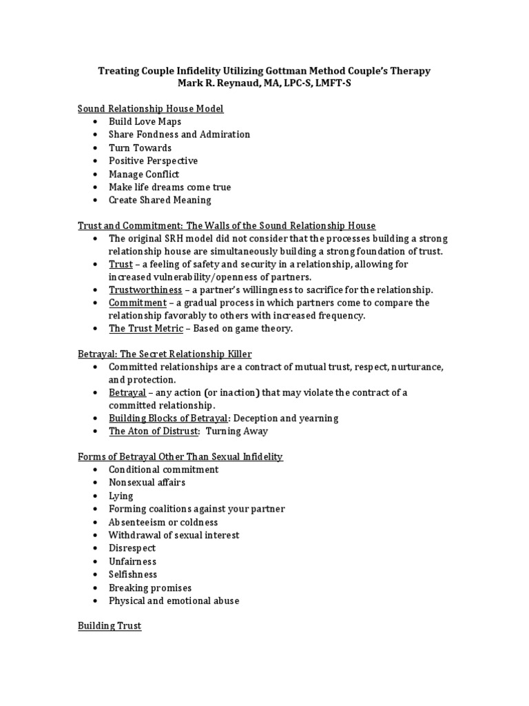 Treating Couple Infidelity Utilizing Gottman Method Couple's Therapy ...