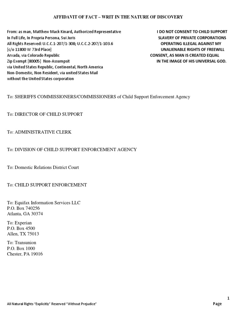 Child Support Enforcement Affidavit | PDF