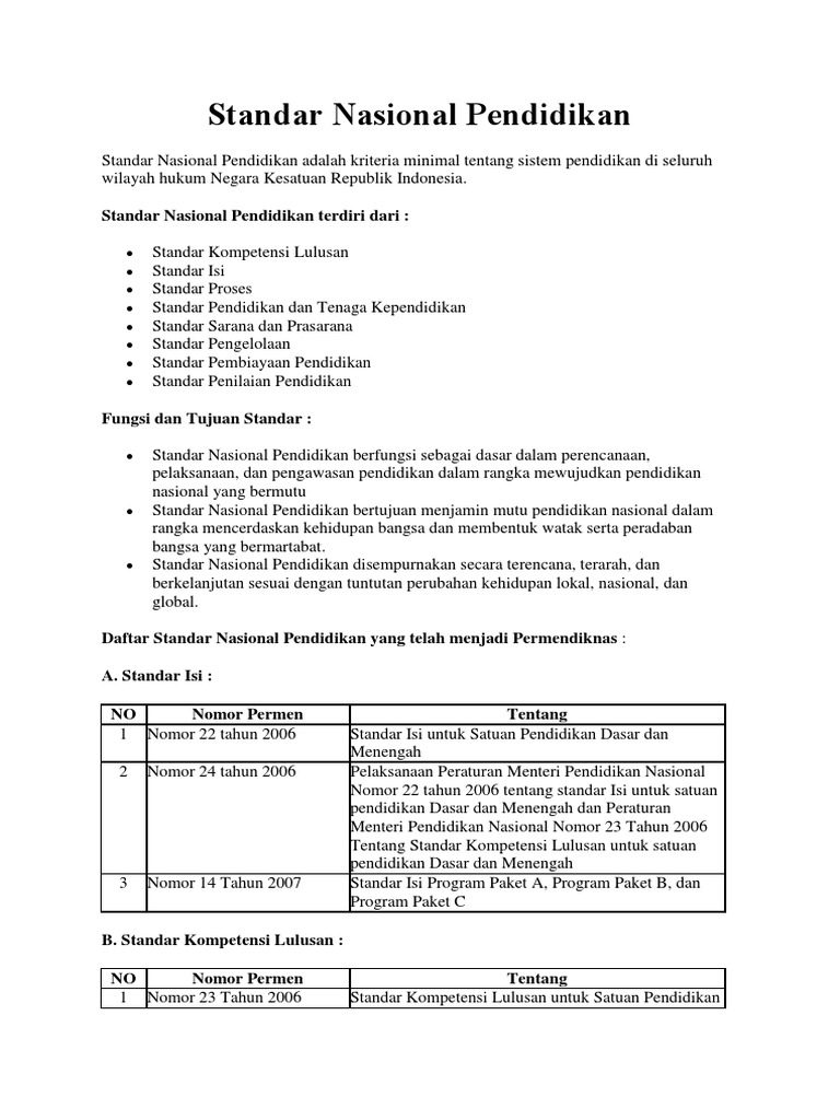 8 Standar Nasional Pendidikan | PDF
