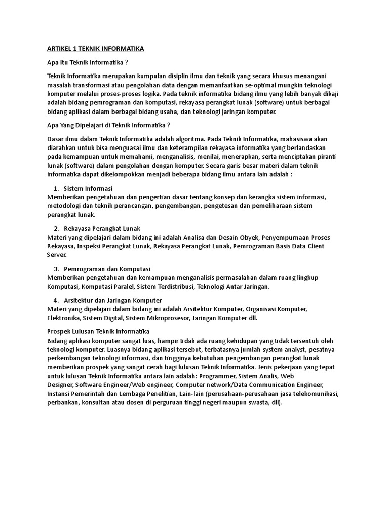 Artikel Teknik Informatika | PDF