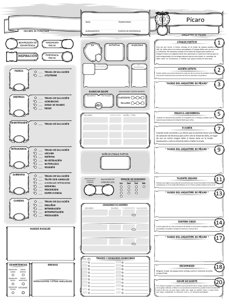 Ficha de Picaro Editable Espanol | PDF