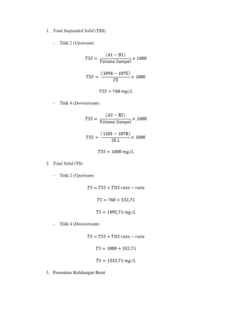 Perhitungan TSS Dan COD | PDF