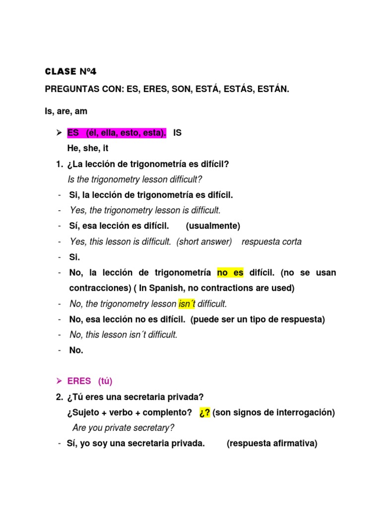 Preguntas en inglés: ser y estar | PDF | Artes del Lenguaje y Comunicación
