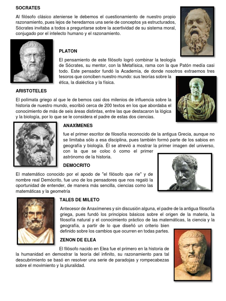 Principales Filósofos Griegos y Sus Aportaciones | PDF