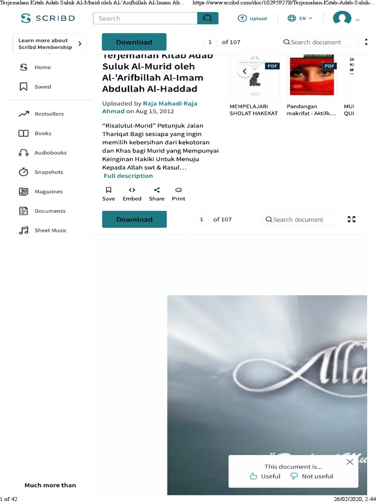 Terjemahan Kitab Adab Suluk | PDF