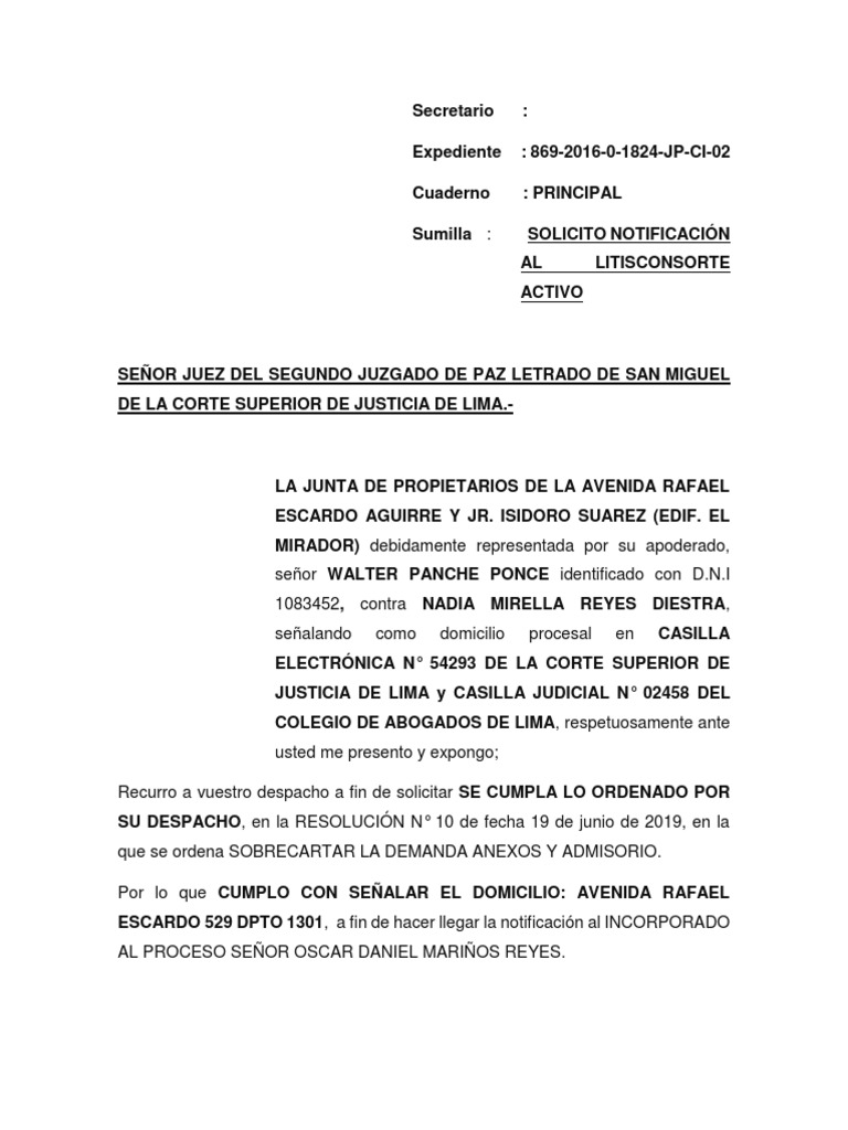 Solicitud de Notificación Judicial | PDF
