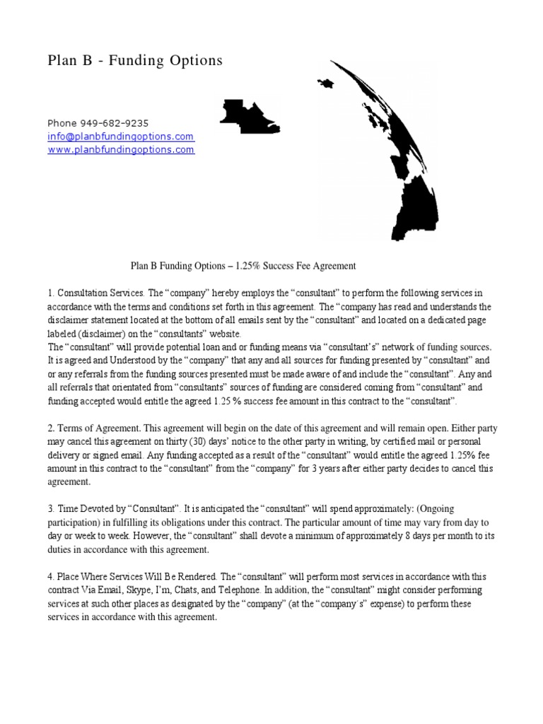 1.25% Success Fee Agreement Template | PDF