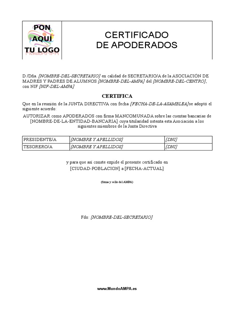 Ma Modelo Apoderados Cuenta Bancaria Ampa | PDF