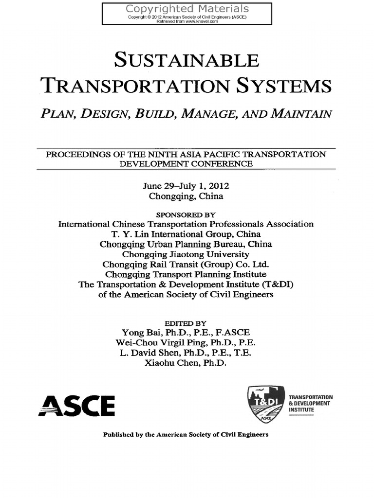 Bai Y., Sustainable Transportation Systems - Plan, Design, Build ...