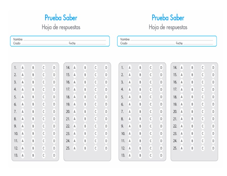 Hoja de Respuesta Prueba Saber | PDF