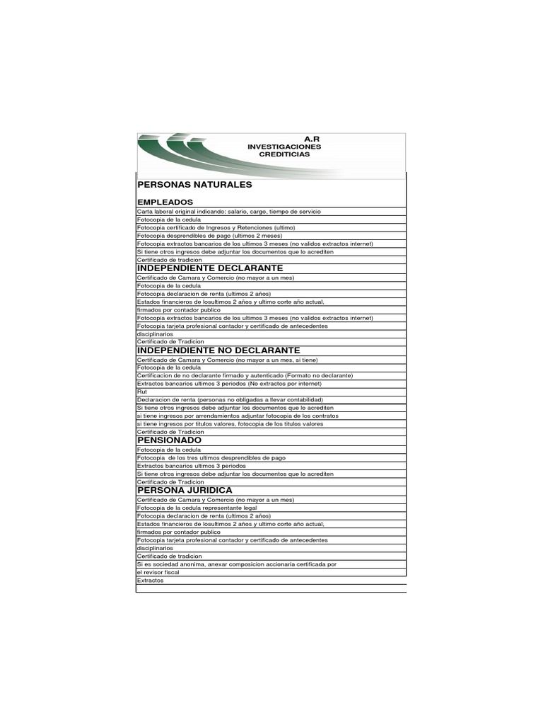 Documentos Requeridos para Inquilino y para Codeudor | PDF