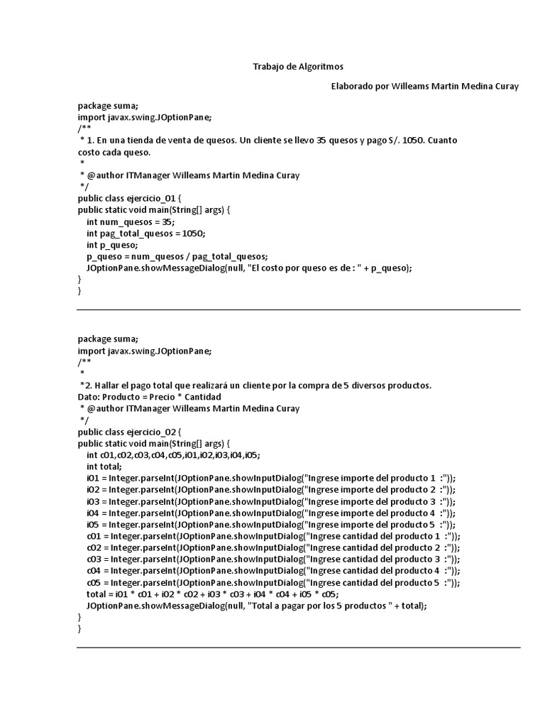 Trabajo de Algoritmos en Netbeans | PDF