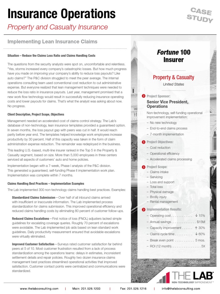 Implementing Lean Insurance Claims Case Study PDF | PDF | Business ...