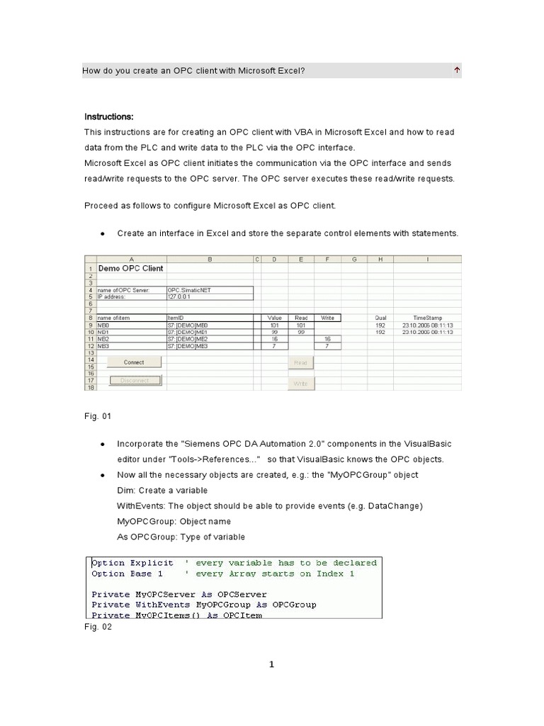 How Do You Create An OPC Client With Microsoft Excel | PDF | Computers