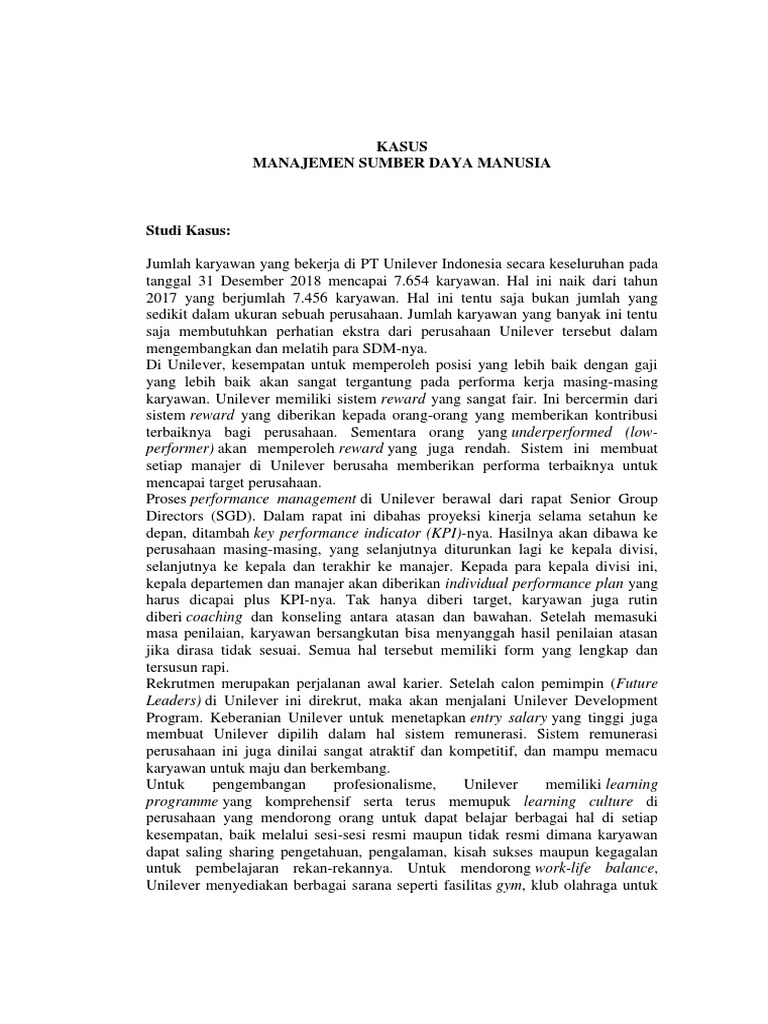 Tugas Kasus MSDM 2019 | PDF