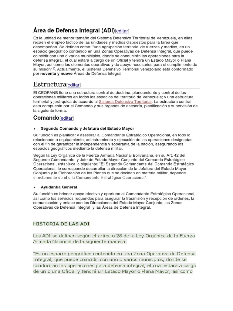Área de Defensa Integral (ADI) | PDF