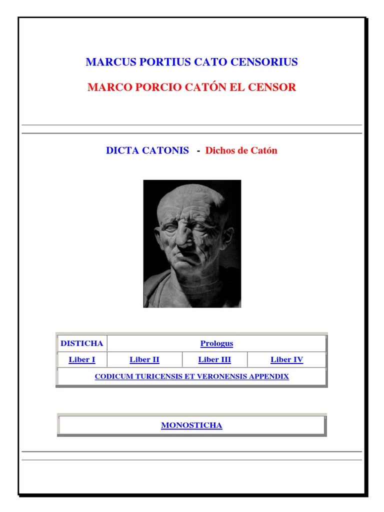 Dichos y vida de Marco Catón el Censor | PDF | Historia | Religión y ...