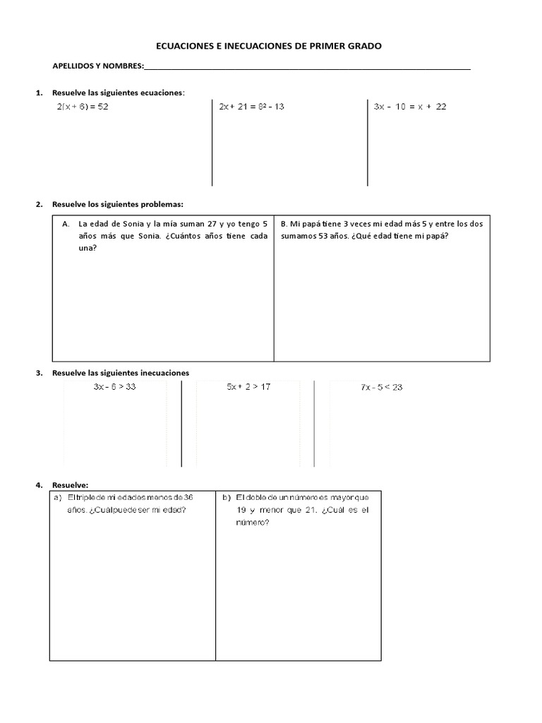 07 Ecuaciones e Inecuaciones Sexto de Primaria | PDF | Relaciones ...
