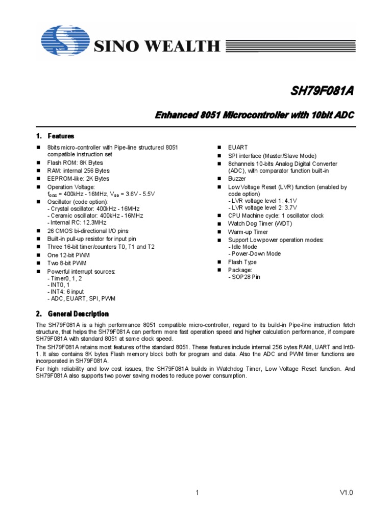 SH79F Microcontroller Overview | PDF