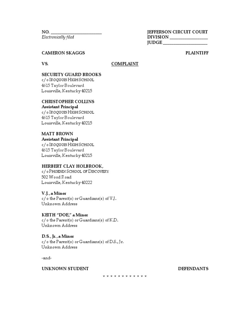 Cameron Skaggs Complaint | PDF