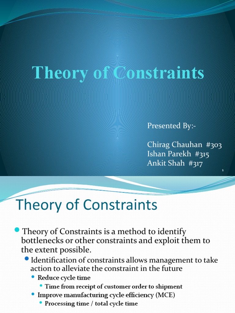 Theory of Constraints | PDF | Business | Economies