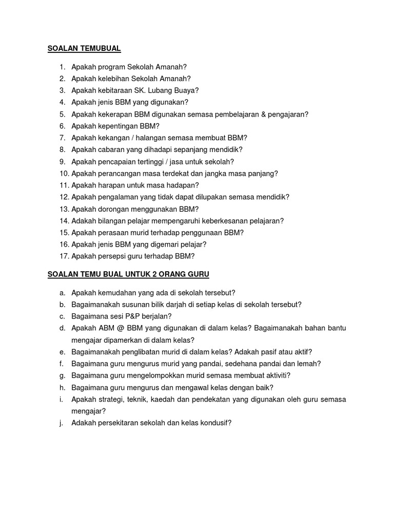 Soalan Temubual | PDF