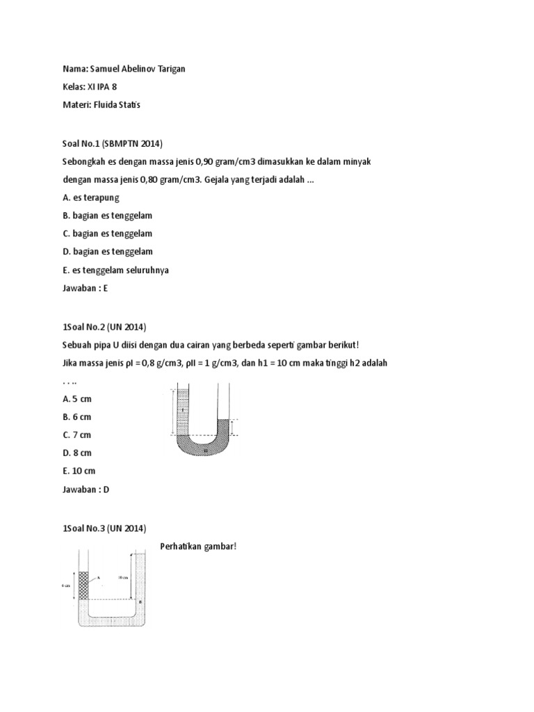 Fluida Statis Samuel A.T | PDF | Sains & Matematika
