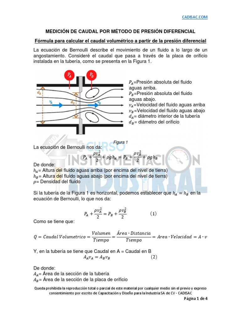 Formula para Calcular El Caudal Volumetrico A Partir de La Presion ...