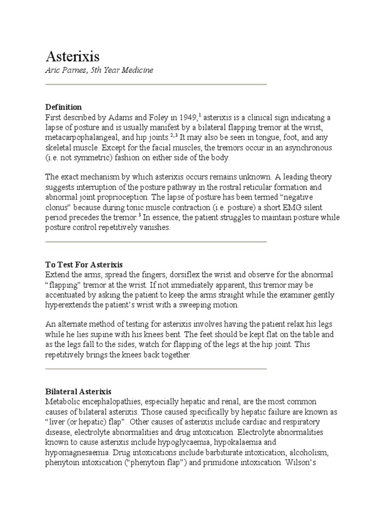 Asterixis | PDF | Neurological Disorders | Diseases And Disorders