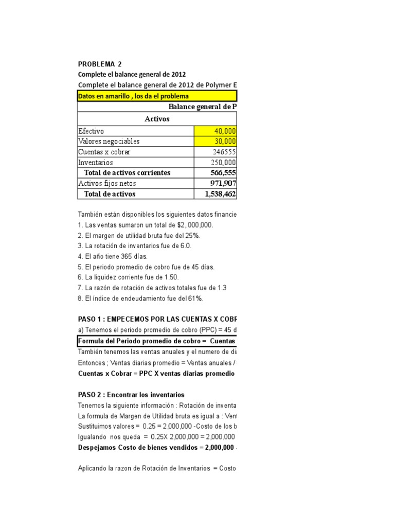 Balance General de Polymer 2012 | PDF | Liquidez de mercado | Deuda