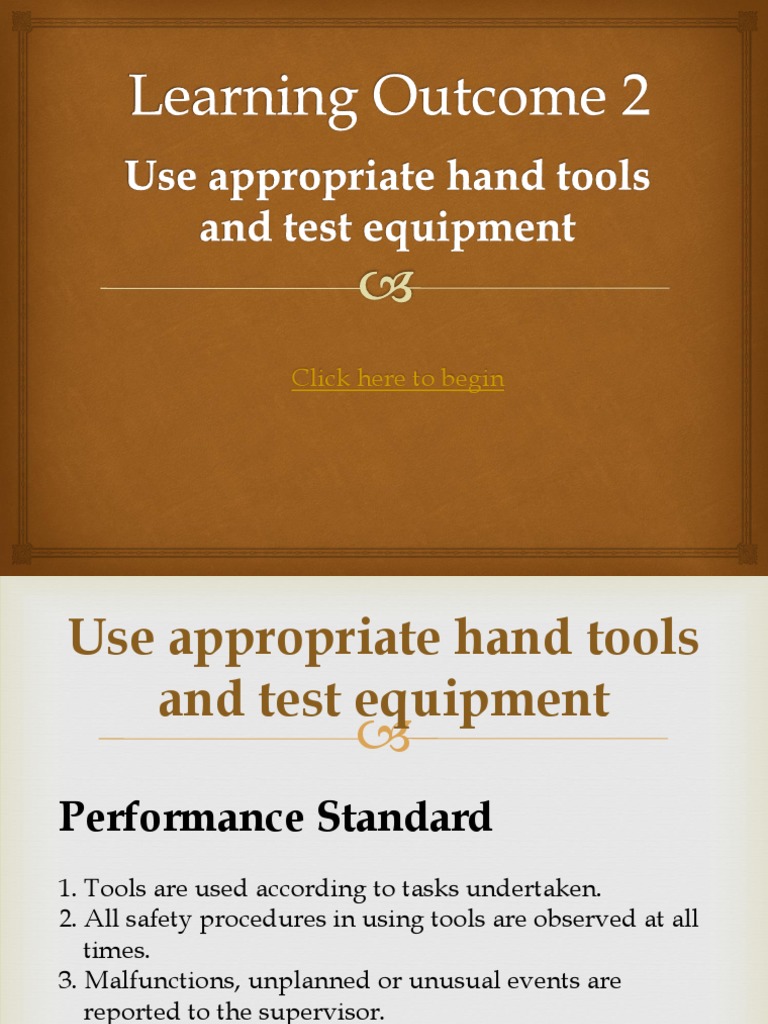 Use Hand Tools - LO 2 - Use Appropriate Hand Tools and Test Equipment ...