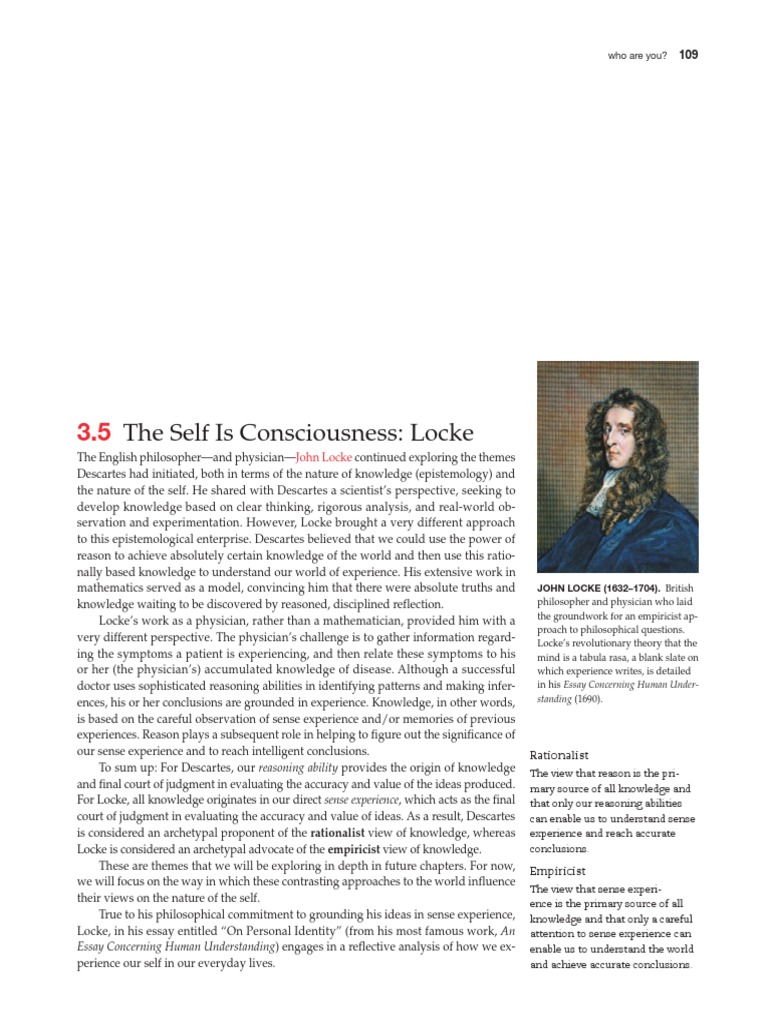 The Self Is Consciousness - Locke - J Chaffee | PDF | Consciousness ...
