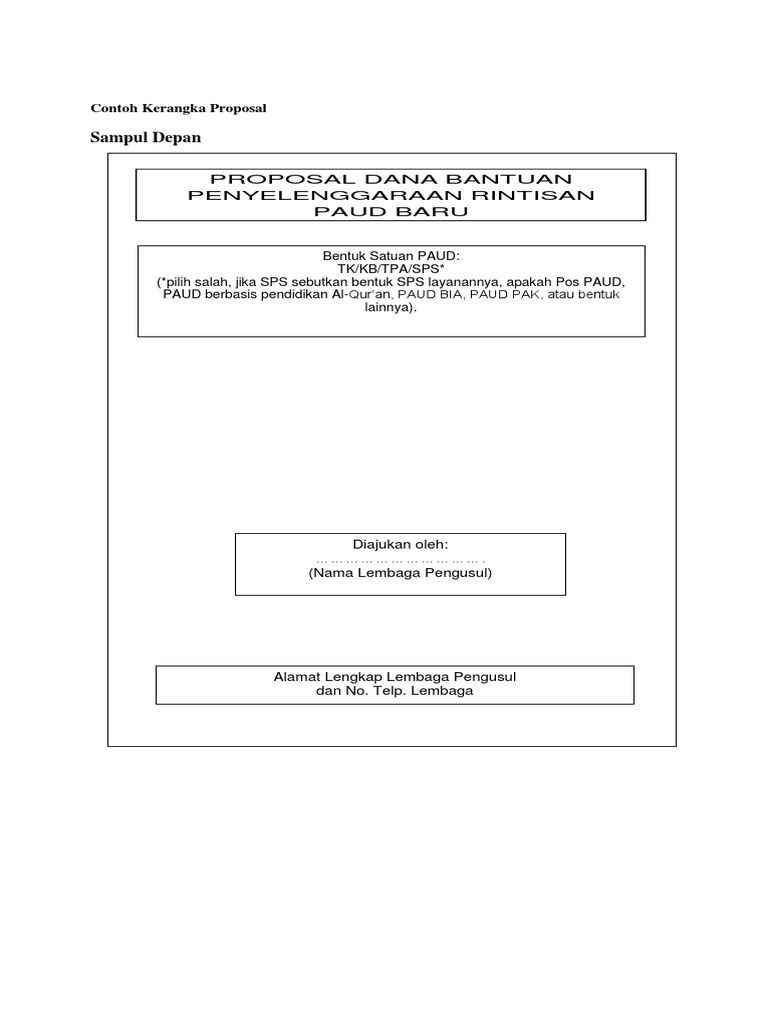 Contoh Kerangka Proposal PAUD Baru | PDF