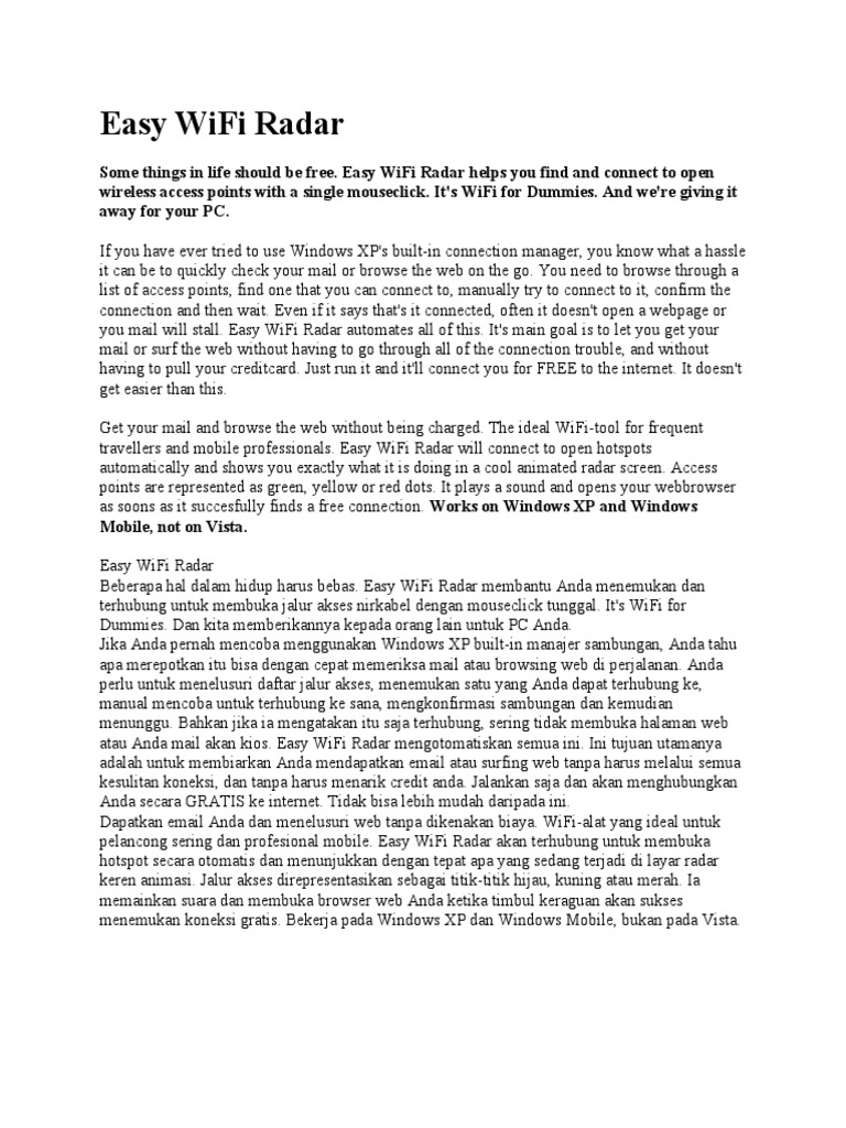 Easy WiFi Radar | PDF | Komputer