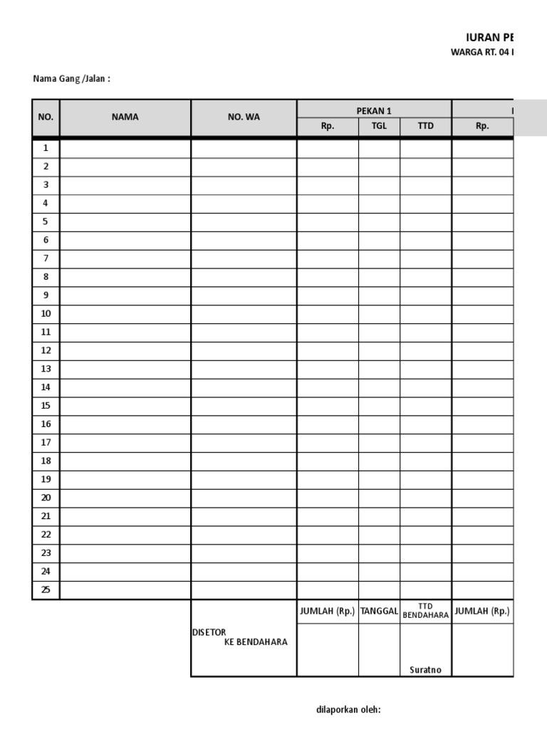 Form Pembayaran Iuran | PDF