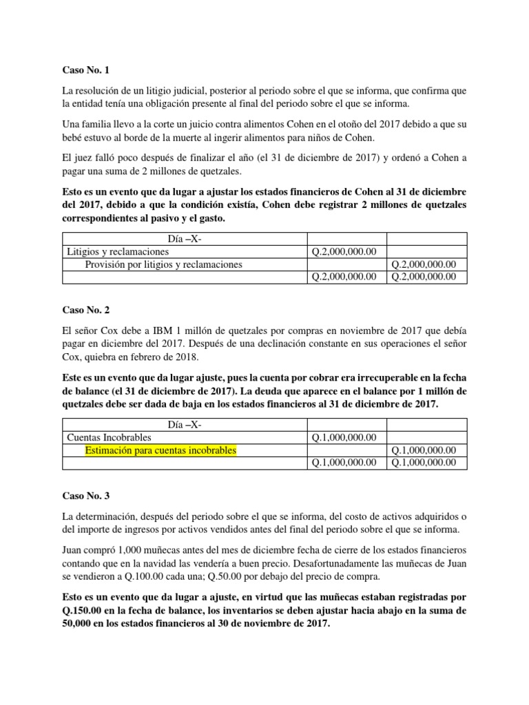Ejemplos NIC 10 | PDF | Ciclones tropicales | Estado financiero