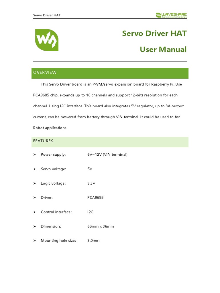Raspberry Pi Servo Driver HAT Guide | PDF | Areas Of Computer Science ...