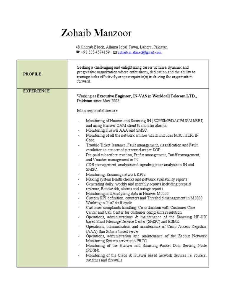 CV Zohaib in | PDF | Cisco Certifications | Networks