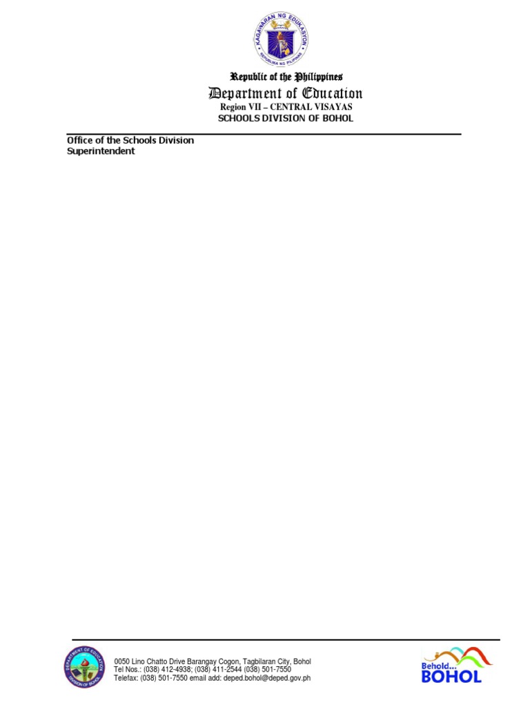 Deped Bohol Letter Head Template 1 | PDF