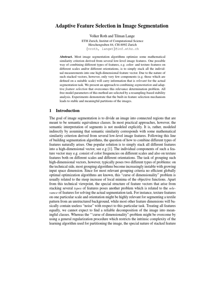 Adaptive Feature Selection | PDF | Image Segmentation | Mathematical ...