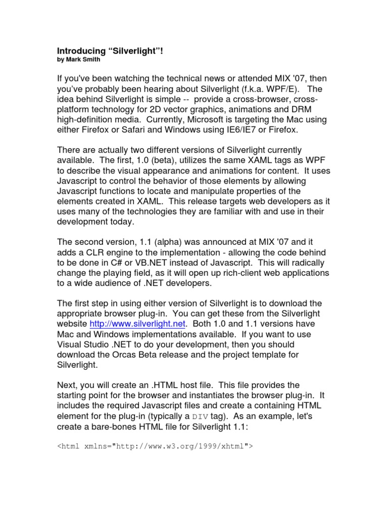 Silver Light | PDF | Extensible Application Markup Language | Microsoft Silverlight