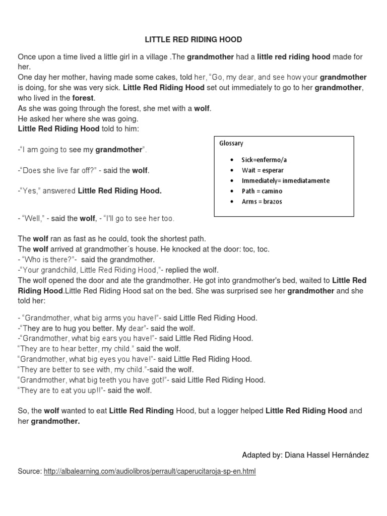 LITTLE RED RIDING HOOD Worksheet | PDF | Little Red Riding Hood | Languages