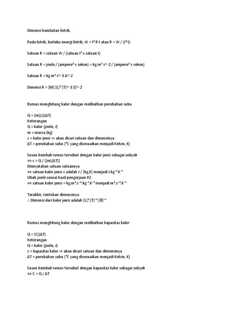 Dimensi Hambatan Listrik | PDF