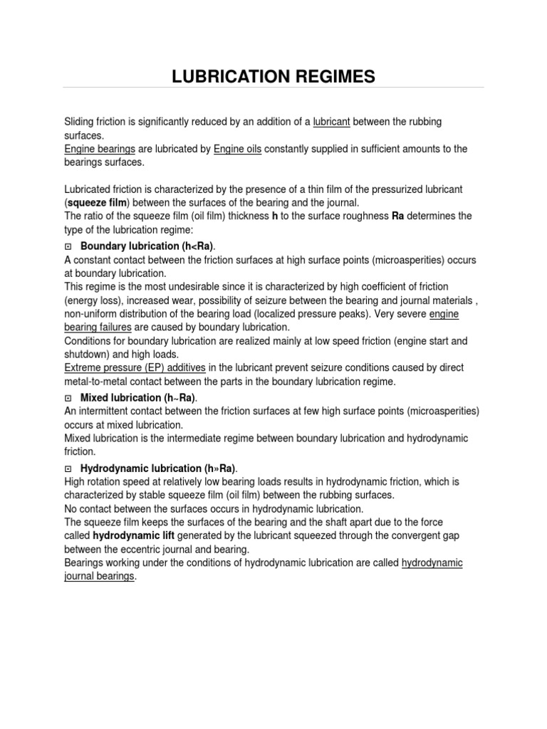 Lubrication Regimes | PDF | Lubricant | Friction