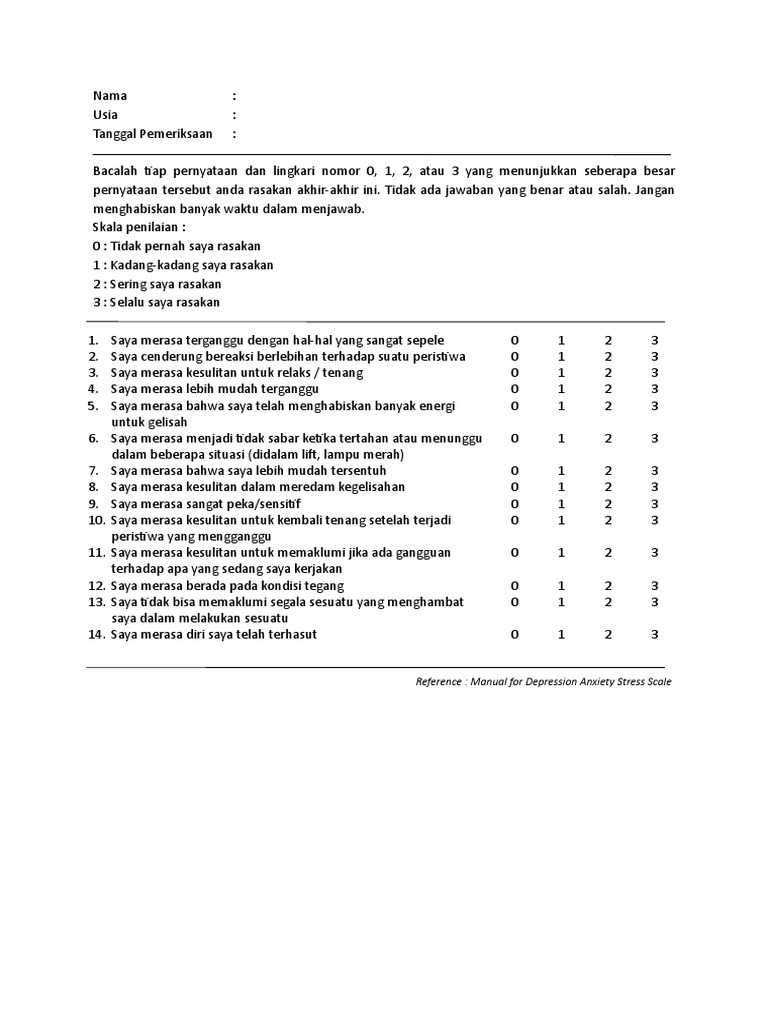Instrumen Stres Tes DASS | PDF