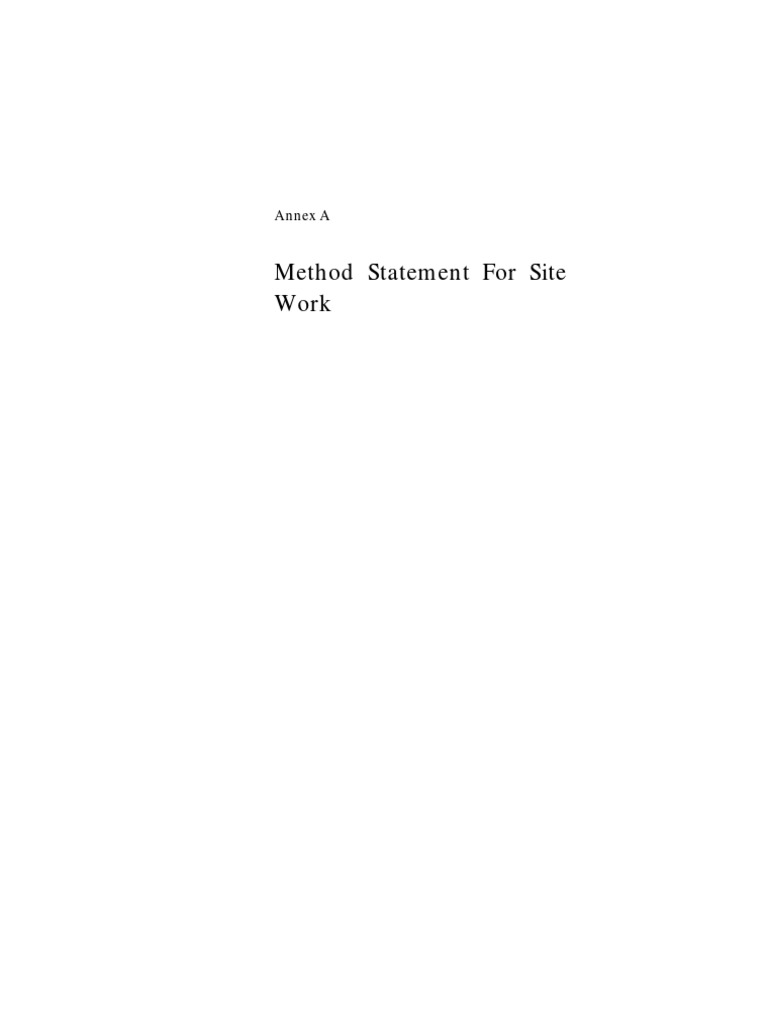 Method Statement For Site Work | PDF