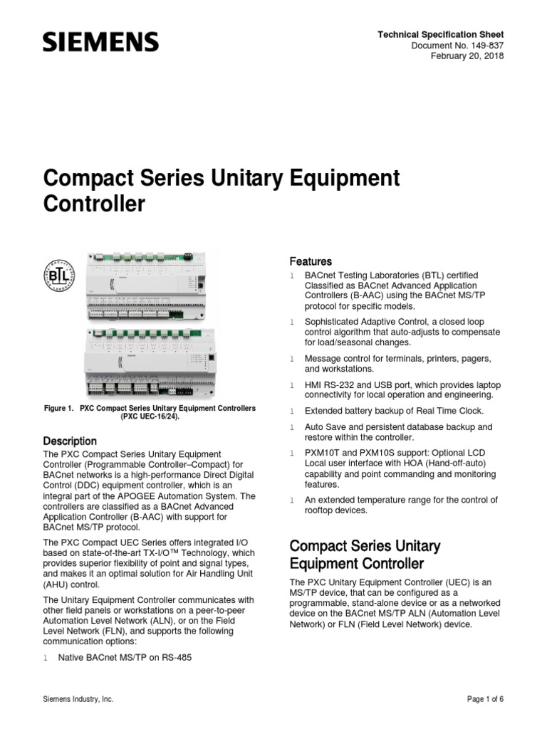 PXC Compact Series Unitary Equipment Controller PDF | PDF | Power ...