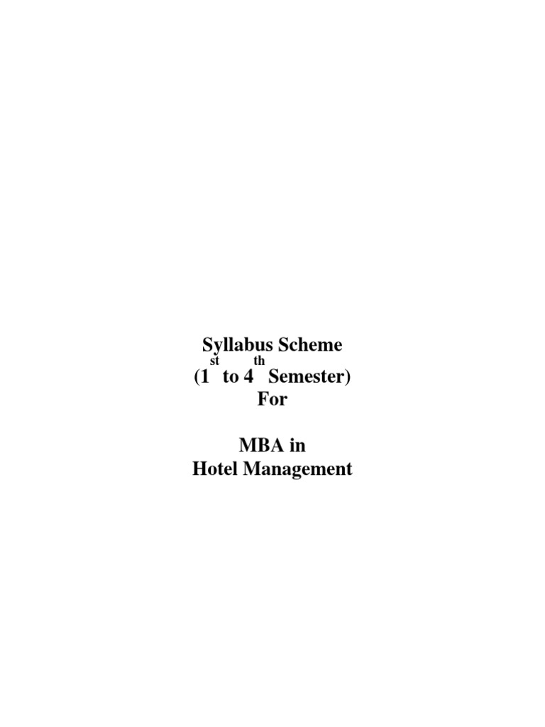 MBA Hotel Management | PDF | Strategic Management | Marketing